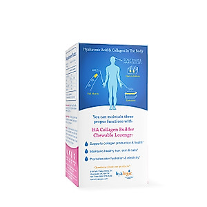 Hyalogic Hair Skin & Nails Hyaluronic Acid Collagen Builder – Delicious Berry Flavored Collagen Boost Chewable Lozenges – Sugar Free Vegan Collagen Ideal to Enhance Your Natural Beauty – 30 Count