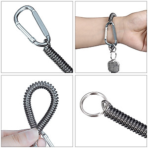 Nanaborn Coiled Lanyard Spring Coil Cord Keychain for Fishing Rod Tool Retractable Tether with Carabiner Clip(10pcs)