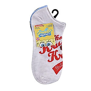 Spongebob Women's 5-Pack No Show Socks, Krusty Krab Multi, 9-11