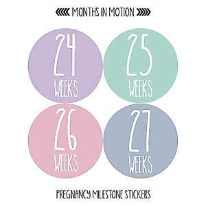 Months In Motion Weekly Pregnancy Growth Sticker | Week to Week Pregnant Expecting Photo Prop | Maternity Keepsake | Baby Bump | Weekly Stickers Photo (Set of 36 Stickers)
