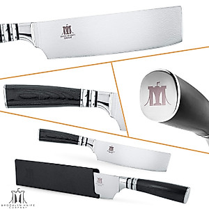 Brooklyn Knife Co. Cleaver Nakiri Butcher Knife - Japanese Seigaiha Series - Etched High Carbon Steel 7-Inch