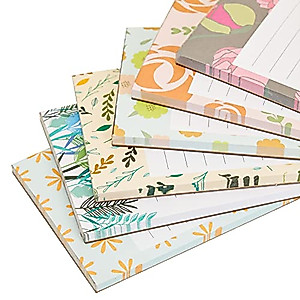 Juvale Floral Magnetic Fridge Notepad with 60 Lined Sheets, 6 Pack Featuring 6 Unique Designs, 9 x 23 cm