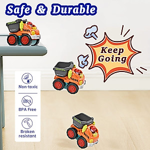 HOLA Mini Toddler Construction Vehicles Playsets Dump Truck, Excavator, Bulldozer, Cement Mixer, Forklift, Road Roller, Construction Trucks Car Toys for 18 Months+ Old Boy