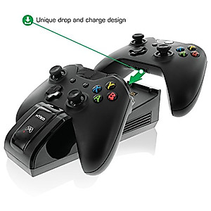 Nyko Dual Charge Base High Speed Docking/Charging Station for Xbox One/Xbox One S Controllers with Two Super Fast Rechargeable Battery Packs