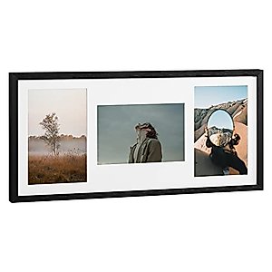 Navaris Picture Frame for 3 Photos - Collage Photo Frame for Wall - Multi Aperture Wall Hanging 3-Photo or Postcard Frame for 6x4 (10x15cm) Pictures