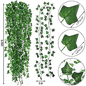 CEWOR 14 Pack 98 Feet Fake Ivy Leaves Artificial Garland Greenery Hanging Plant Vine for Bedroom Wall Decor Wedding Party Room Aesthetic Stuff