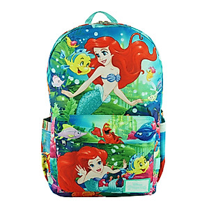Disney The Little Mermaid - Ariel Deluxe Oversize Print Large 17.5" Backpack with Laptop Compartment - A19608