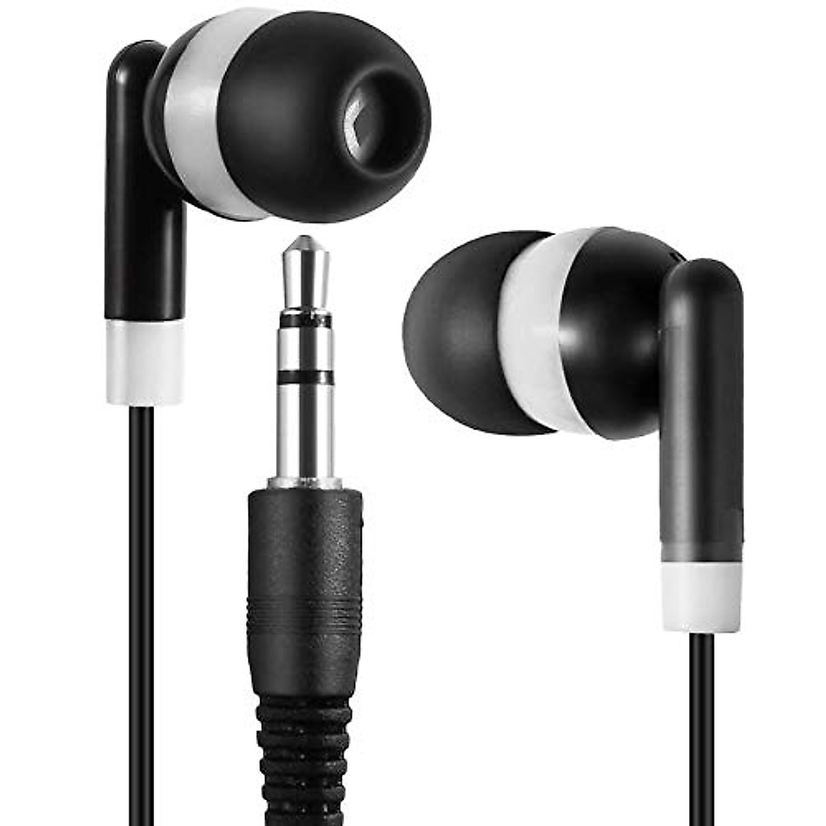 LowCostEarbuds.com Bulk Pack of 50 Mixed Candy Color Individually Packaged 3.5mm in-Ear Earbuds/Headphones - Great for Schools/Kids/Libraries