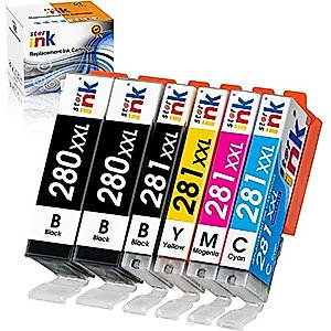st@r ink Compatible Ink Cartridge Replacement for Canon 280 281 XXL PGI-280XXL CLI-281XXL for Pixma TR8620 TR8520 TR7520 TS6320 TS6120 TS6220 TS9520 TS9120 TS8320 Printer(2 PGBK,1BK/1C/1M/1Y) 6 Packs