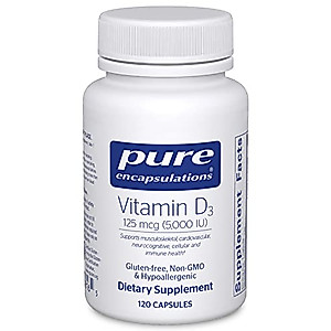 Pure Encapsulations Vitamin D3 125 mcg (5,000 IU) | Supplement to Support Bone, Joint, Breast, Heart, Colon and Immune Health* | 120 Capsules