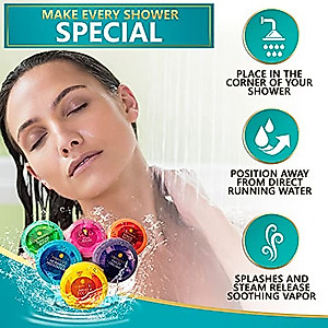 Aromatherapy Shower Steamers, Set of 6 Scent Tablets - Essential Oil Fizzies Bath Bombs Self Care Kit for Women - Relaxing Stress Relief Gifts