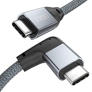 90 Degree USB C to USB C Cable, USB C 3.2 Cable 20Gbps Data Transfer, 4K@60Hz 8K@30Hz Video Right Angle 100W PD Fast Charging Cable with E-Marker for Thunderbolt 3/4, MacBook Pro, iPad Pro, Galaxy S20