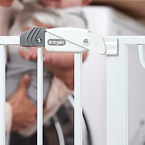 Regalo 1166-W-DS Easy Step Extra Tall White Metal Walk-Through Gate, Multicolor