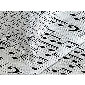 Ambesonne Music Bedspread, Abstract Style Professional Music Pattern with Notes and Clef Sheet Play Writing, Decorative Quilted 2 Piece Coverlet Set with Pillow Sham, Twin Size, White Dark Grey