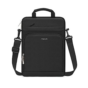 MOSISO Vertical Laptop Shoulder Bag Compatible with MacBook Air/Pro,13-13.3 inch Notebook,Compatible with MacBook Pro 14 2023-2021 A2779 M2 A2442 M1 with Front Raised Pockets&Fix Handle&Belt, Black