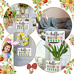 Hello Spring Wood Sign Farmhouse Tulips Spring Decor 9 x 5.3 Inch Spring Table Centerpiece Freestanding Wall Table Decor Wooden Cutout Tulips Spring Decoration for Home Dining Room (Spring)