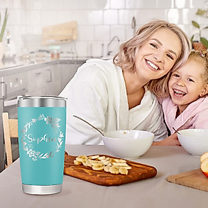 Personalized Tumbler with Engraved Name - 21 Designs Double Wall Insulated with Slider Lid 20oz Coffee Tumbler- Personalized Gift for Birthday Christmas for Men Women