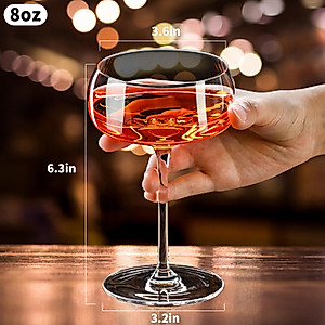 PARACITY 8 oz Martini Glasses Set of 2, Coupe Glasses,240ml Hand Blown Premium Glasses, Perfect for Cocktails, Martinis, Margaritas, Parties, Catering Boxes and Gifts