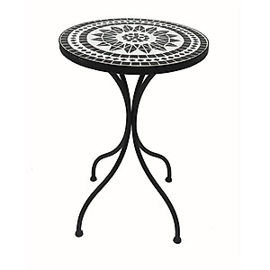 Afuera Living Contemporary Metal Mosaic Side Table in Black Finish