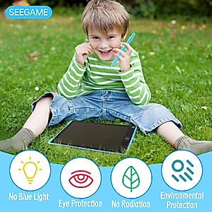 SEEGAEM LCD Writing Tablet for Kids, 12 inch Colorful Electronic Drawing Pads, Erasable Reusable Learning Tablet Toddler Doodle Board, Educational Learning Toy for 3-8 Years Old, Kids Gifts(Blue)