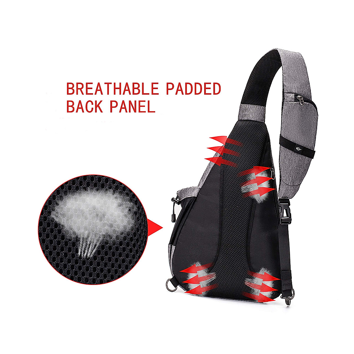 TurnWay 2023 Water-Proof Sling Backpack/Crossbody Bag/Shoulder Bag for Travel, Hiking, Cycling, Camping for Women & Men (GRAY)