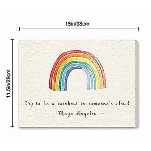 EZOSUN Try to be a rainbow in someone's cloud Inspirational qoute, Motivational canvas Wall Art print for Home Studio Office Decor. Gift for Kids Girl ，11.5X15