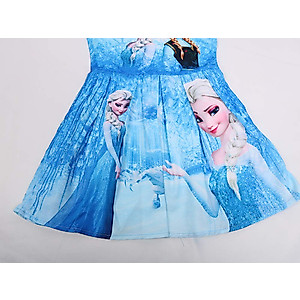 WYYXXT Little Girls Princess Dress Infant Toddler Summer Cartoon Print Casual Shirtdress (5T,Blue)