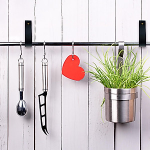 10 Pcs Black Leather Wall Hooks, Leather Curtain Rod Bracket, Leather Curtain Rod Holder Retro Strap Hangers with Screws for Hanging Towel Tapestry Canoe Paddle, Boho Farmhouse Style (Black)