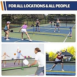 JAYA Portable Pickleball Net, IPF Standard 22FT, Steady Metal Frame, Easy Setup, Suitable for Driveways and Backyards Ginger Yellow with Black