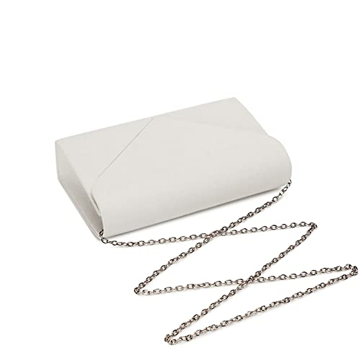 LAM GALLERY Women's Evening Clutch Small Crossbody Purse for Prom Classic Wedding Party Shoulder Bags (Suede White)