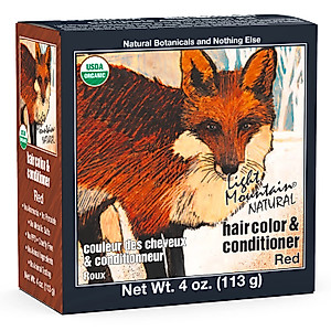 Light Mountain Henna Hair Color & Conditioner – Red Hair Dye, Organic Henna Leaf Powder and Botanicals, Chemical-Free, Semi-Permanent Hair Color + 4 Hair Clips