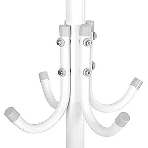 Yosoo Standing Entryway Coat Rack, Metal Coat Hat Rack Tree Stand Hanger Organizer for Jacket, Purse, Scarf Rack, Umbrella (White)