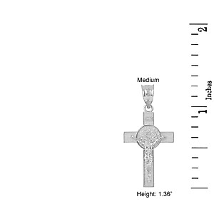 Solid 925 Sterling Silver St. Benedict Crucifix Cross Charm Pendant (1.30")