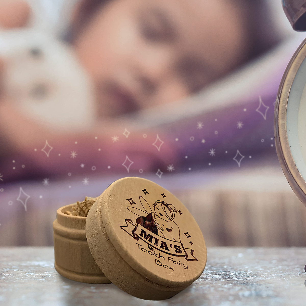 My Personal Memories Custom Personalized Wood Tooth Fairy Keepsake Box Holder for Boy or Girl - Monogrammed and Engraved
