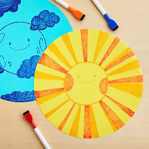 24 Pack 11-inch Dry Erase Spots and Sticker Dots for Classroom Tables - Peel and Stick Circles for Teachers and School Essential Supplies (8 Colors)