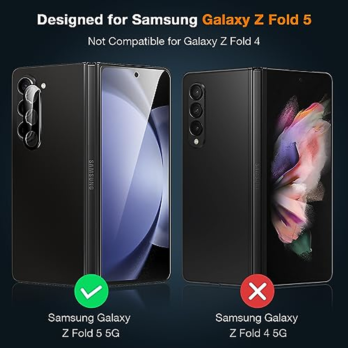 LK 2 Pack for Samsung Galaxy Z Fold 5 Screen Protector+ 2 Pack Camera Lens Protector, HD Clear Tempered Glass Screen Protector for Galaxy Z Fold 5, Anti Scratch, Bubble Free, Easy Install