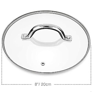 HOMICHEF 2-PACK 8" Inches (20CM) Tempered Glass Lids For Pots and Pans - Cookware Replacement Glass Lids With Air Vent And Large Riveted Loop Handle