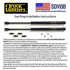 2 Truck Upfitters 12" Gas Props (12.2" ext, 7.5" comp, 40 lbs ea) for are Snugtop Leer Camper Doors & ONLY Aluminum Weatherguard ONLY Toolboxes. Measurement REQ'D! Incl 4 Ball mounts!