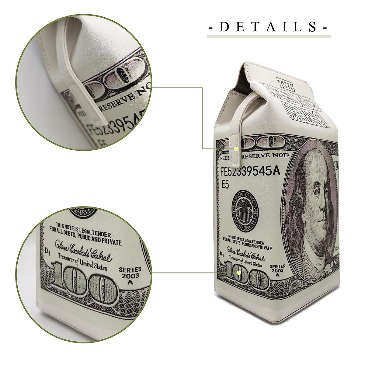 Aovtero Dollar Bill Box Bag Crossbody Purse for Women Girl Shoulder Bags Pu Leather (Green)