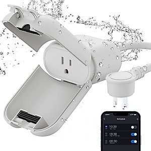 ELEGRP PQR10 Outdoor Smart Plug Waterproof IP66, WiFi Plug Compatible with Alexa & Google Assistant, Smart Outdoor Outlet for String Lights, No Hub Required, 400W Max, UL Certified, 1 Pack, Grey