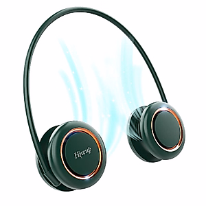 HIWUP 3000mAh Bladeless Neck Fan,Hands Free Portable Fan,Portable Fan 3 Speeds Strong Wind 360° Adjustable High Flexibility Wearable for Office Travel Outdoor (Army green)