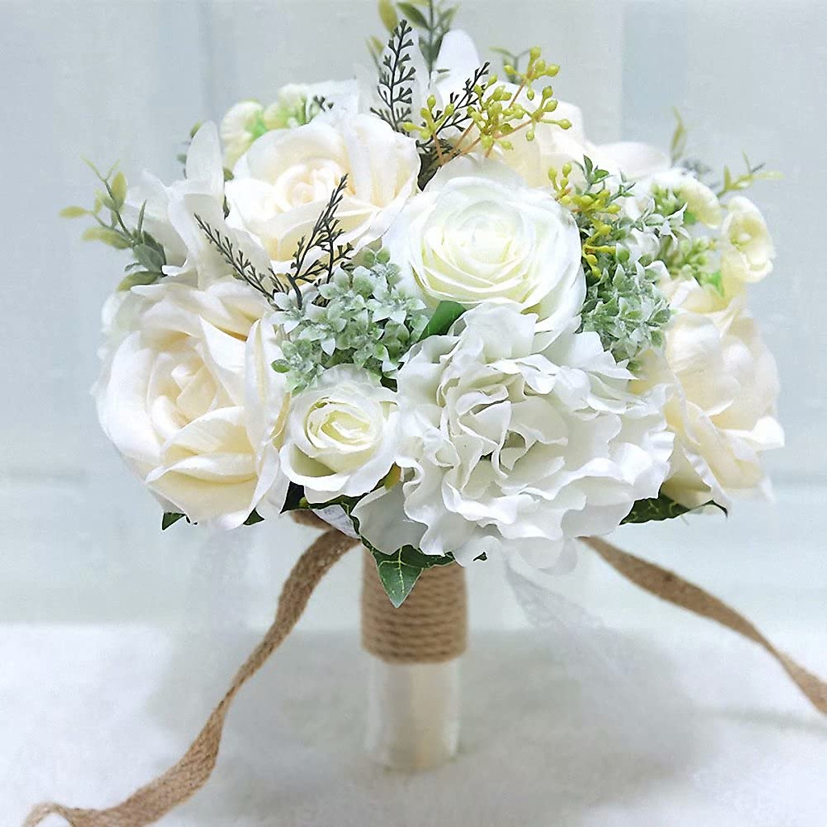 Scannay Artificial Flowers Rose Bouquet Bridal Wedding Bouquet Silk Rose Flower for Home Garden Party Wedding Decoration