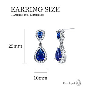 LAVINA Fancy Teardrop CZ Pierced Dangle Earring Classically And Elegant Hypoallergenic Earrings For Women Brides Wedding (Blue)