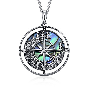 Peireara Mountain Compass Necklaces for Women 925 Sterling Silver Compass Pendant Necklaces Inspirational Compass Necklaces Jewelry Gifts for Women