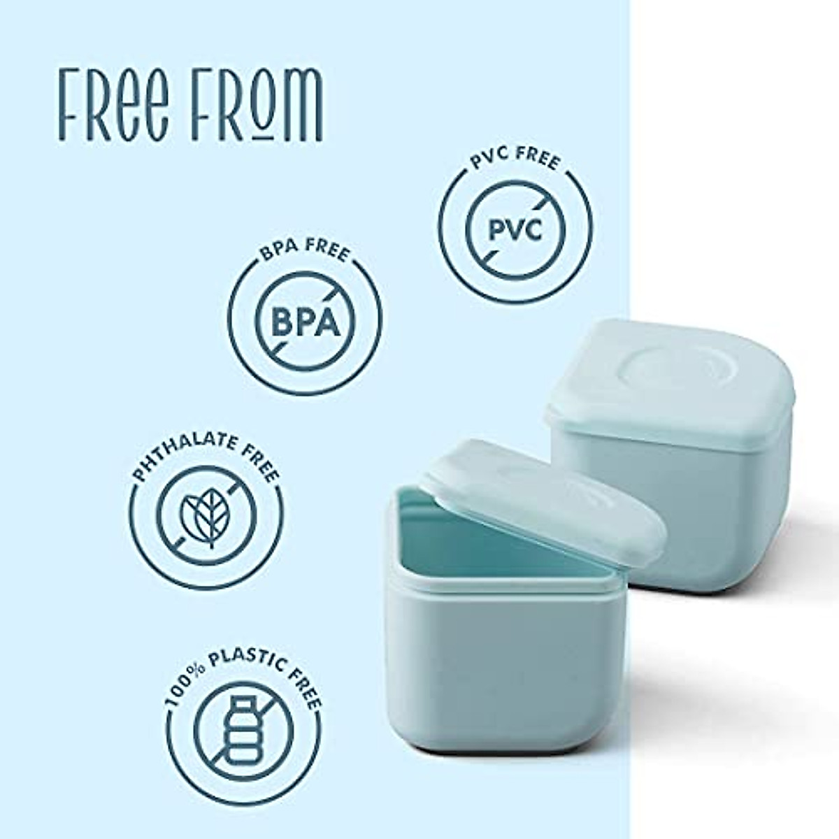 Miniware Silipods Aqua 2 Pack | Leakproof Silicone Hot & Cold Food Storage for Baby Toddler Kids | Dishwasher, Fridge, & Freezer Safe | for Purees, Soups, Dressings, & More (4 oz)