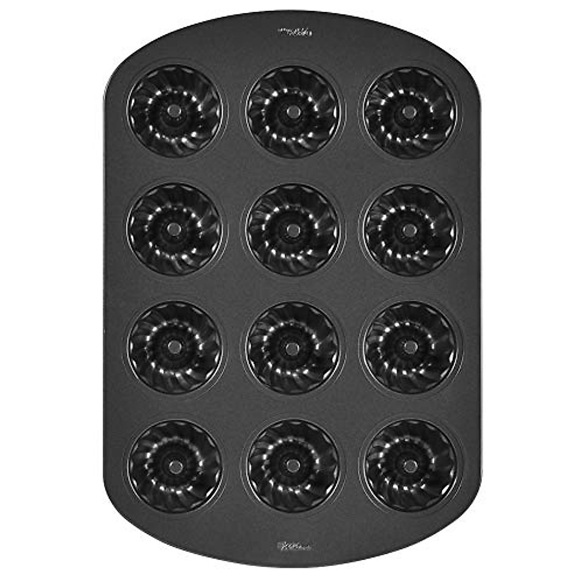 Wilton Non-Stick Mini Fluted Tube Pan, 12-Cavity, Steel, Multi-Cavity Mini Cake Pan, Black & Perfect Results Premium Non-Stick 9-Inch Fluted Tube Pan