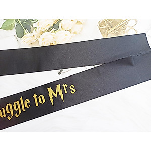 Bride to be Sash, From Muggle to Mrs. Sash for Bachelorette Weekend Party Sash Wizard Theme Sash,Engagement Party Decorations (Black)