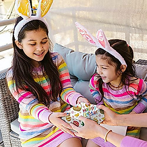 Easter Wrapping Paper,4 Sheets 4 Designs Bunny Eggs Chicken Gift Wrapping Paper,20 x 28 Inch Funny Cute Pattern Gift Wrap With Ribbon For Easter Spring Birthday Holiday Baby Shower Party All Occasion