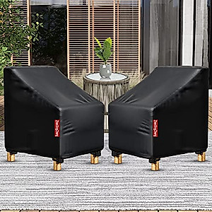 Patio Chair Covers 2 Pack - Outdoor Furniture Covers with Waterproof Strip - Fits as Lawn Lounge Deep Seat Cover,Patio Dining Chair Cover and High-Back Chair Cover (Black-29Wx36HxD30)