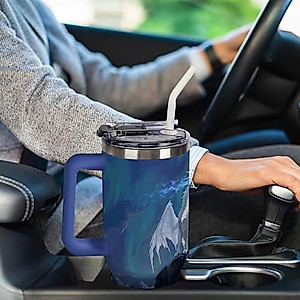 Flying Dragon 40 Oz Tumbler Insulated Stainless Steel Water Bottle Travel Mug Car Cup with Handle And Straw